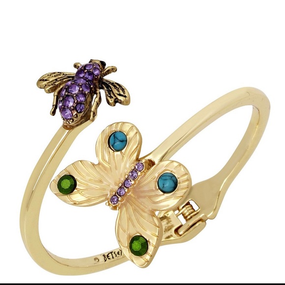 Betsey Johnson | Jewelry | Betsey Johnson Gold Multicolor Butterfly And ...